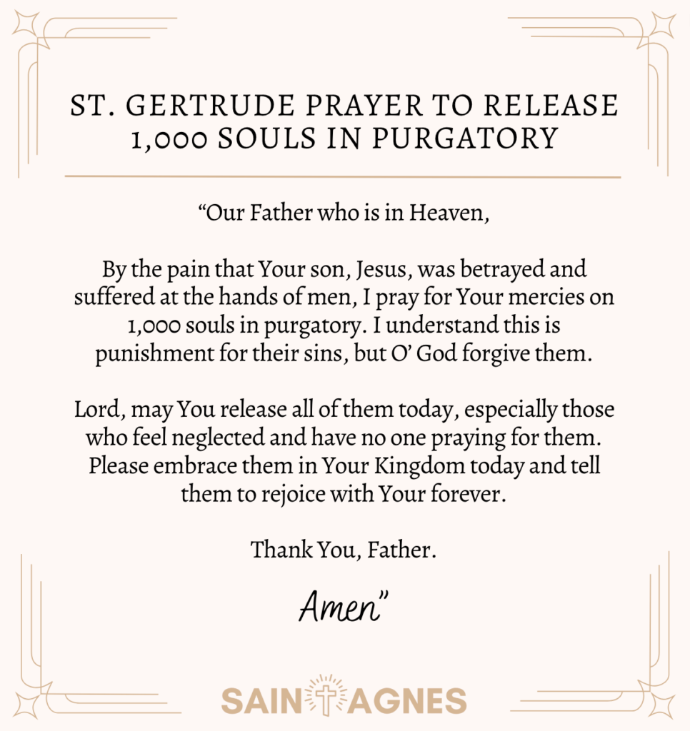 5 St. Gertrude Prayers for Souls in Purgatory (Printable Images)