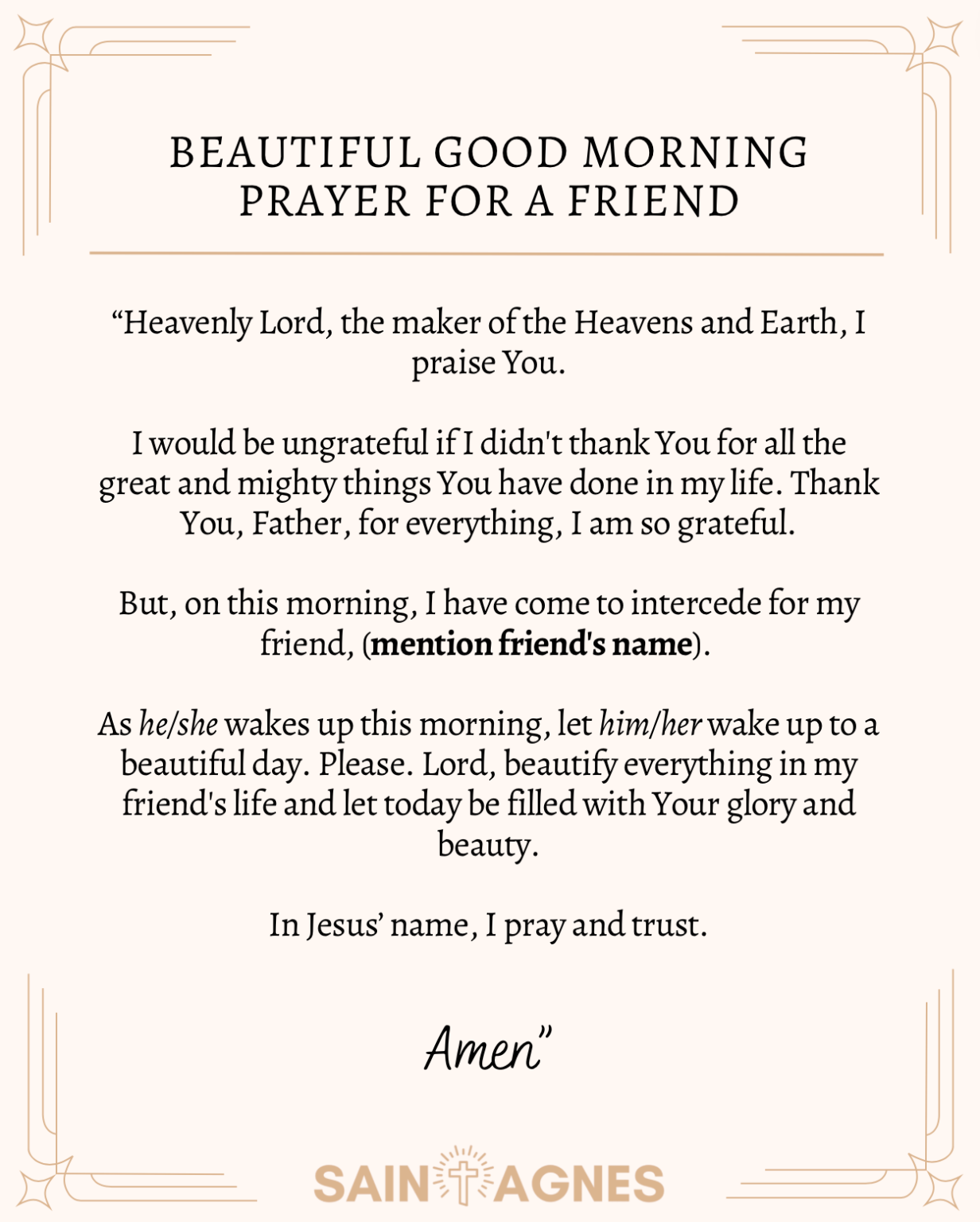7 Good Morning Prayers For a Friend - Printable Images